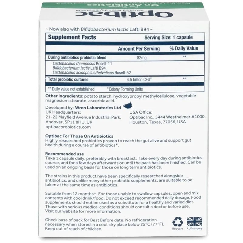 Optibac For Those On Antibiotics Capsules 10 Pack | O'Sullivans