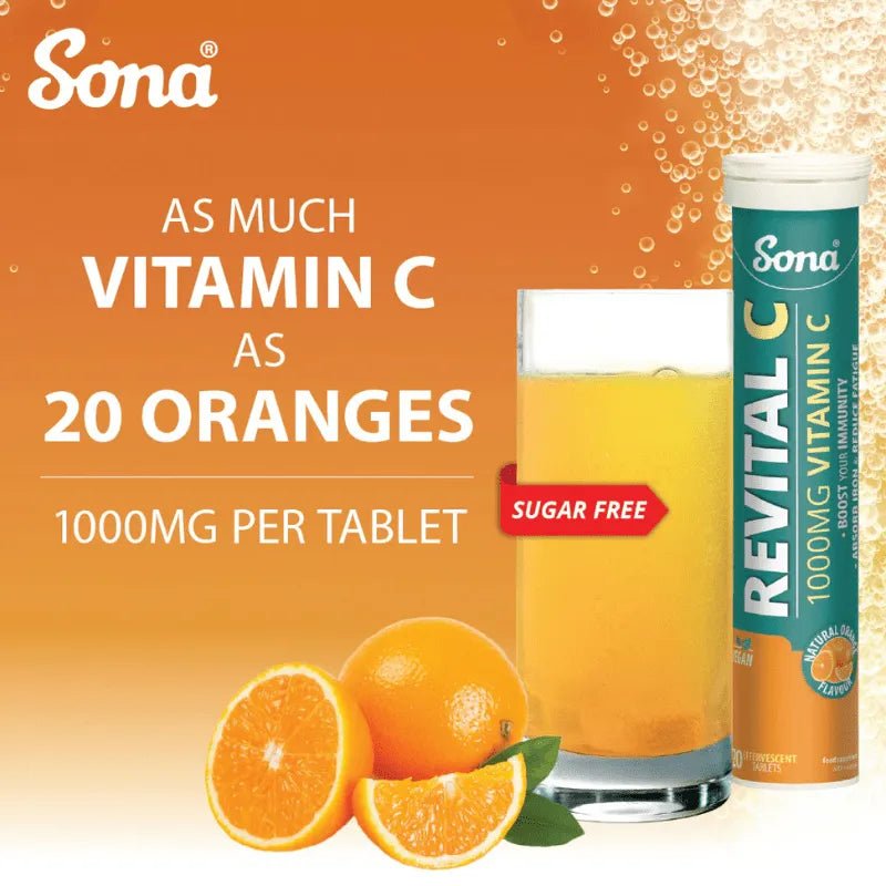 Sona Revital C Effervescent Double Orange Flavour Tabls 2X20