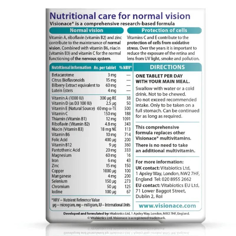 Vitabiotics Visionace Tablets 30 Pack | O'Sullivans Pharmacy